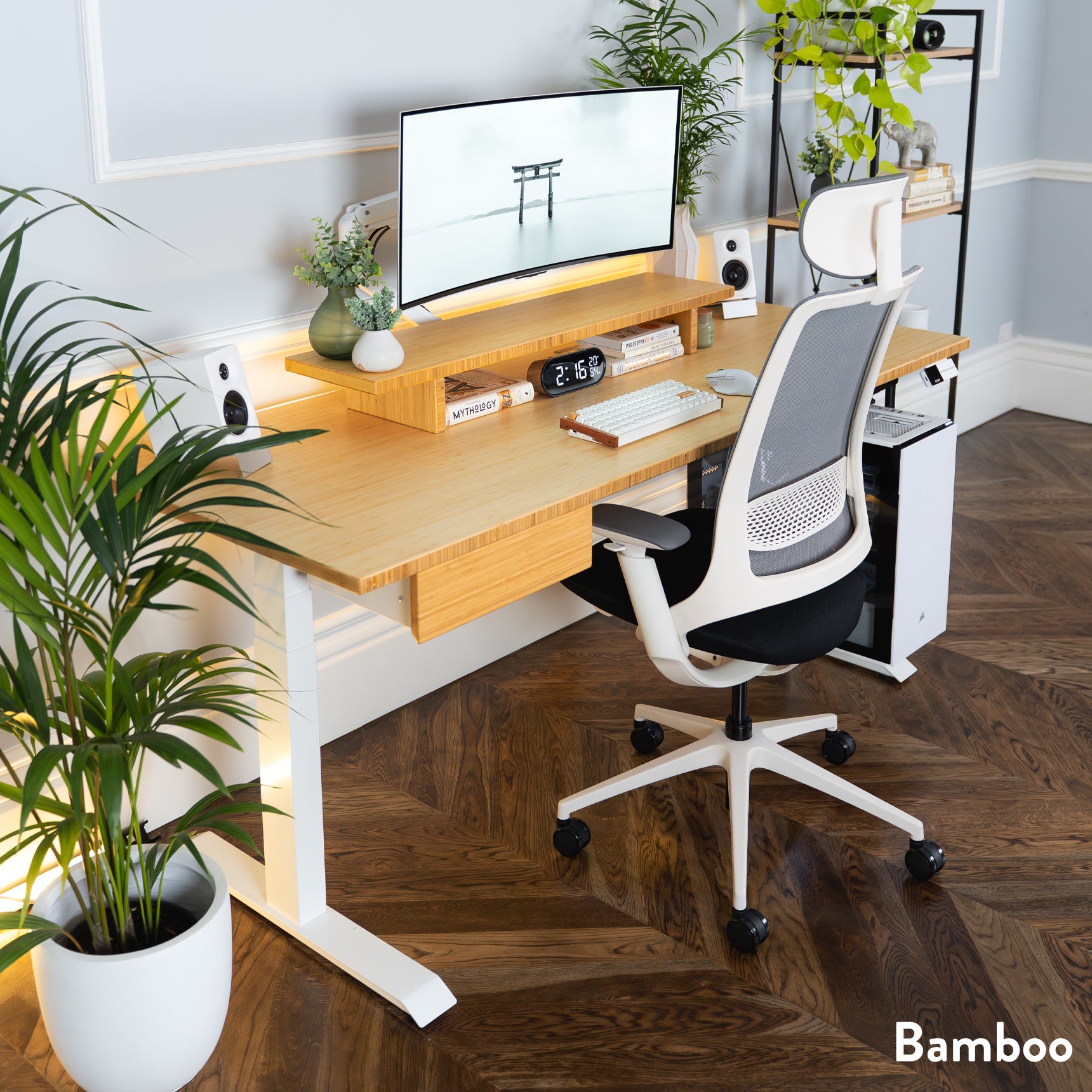 Desky Dual Bamboo Sit Stand Desk - Desky Canada