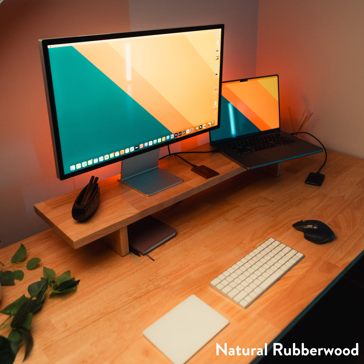 Desky Dual Rubberwood Sit Stand Desk