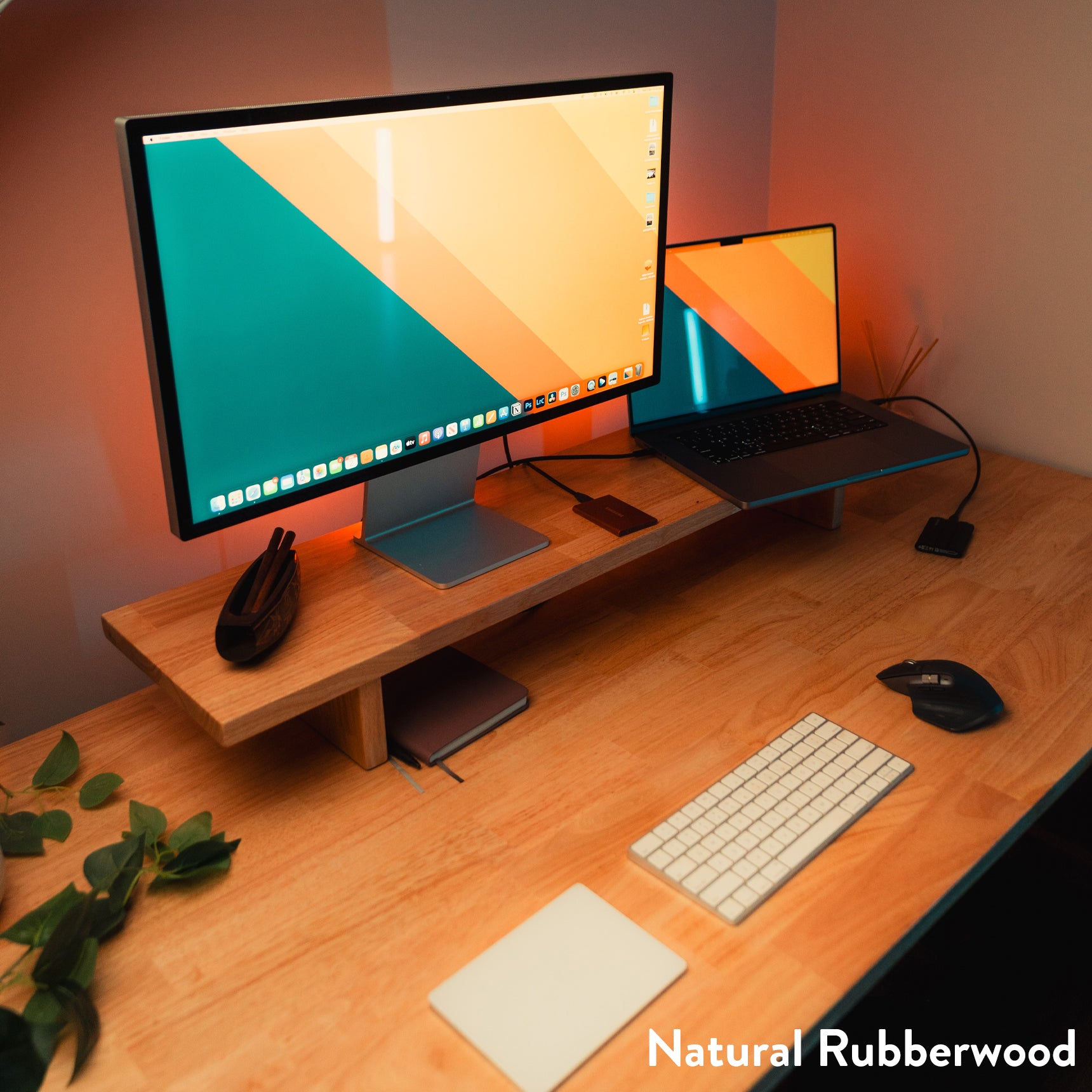 Desky Dual Rubberwood Sit Stand Desk
