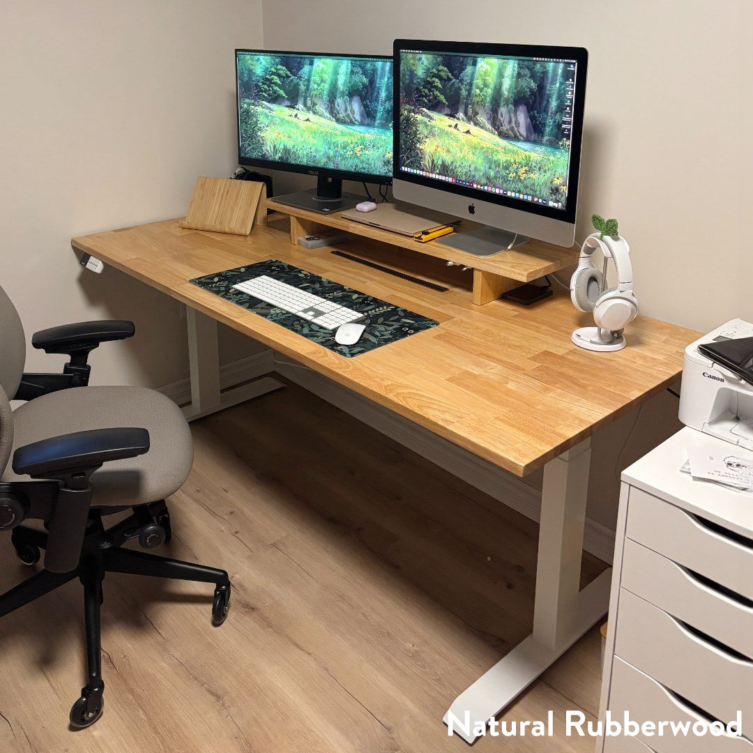 Dual Rubberwood Sit Stand Desk